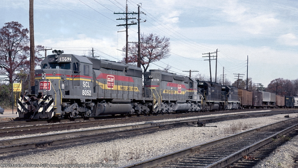 Seaboard Coast Line SD40-2's #8052 & 8061, with Atlanta & West Point Railroad locomotives GP40 ...